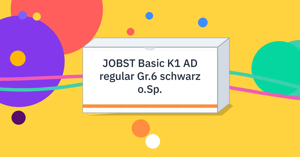 Symbolbild: Packung mit der Aufschrift JOBST Basic K1 AD regular Gr.6 schwarz o.Sp. (PZN 15310887) – Verfügbarkeit und Bezug in Apotheken in Frankfurt am Main
