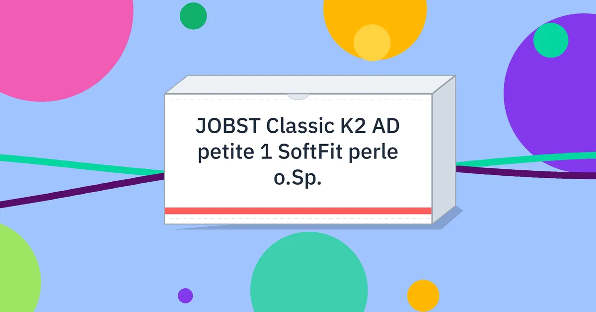 Symbolbild: Packung mit der Aufschrift JOBST Classic K2 AD petite 1 SoftFit perle o.Sp. (PZN 14222359) – Verfügbarkeit und Bezug in Apotheken in Frankfurt am Main