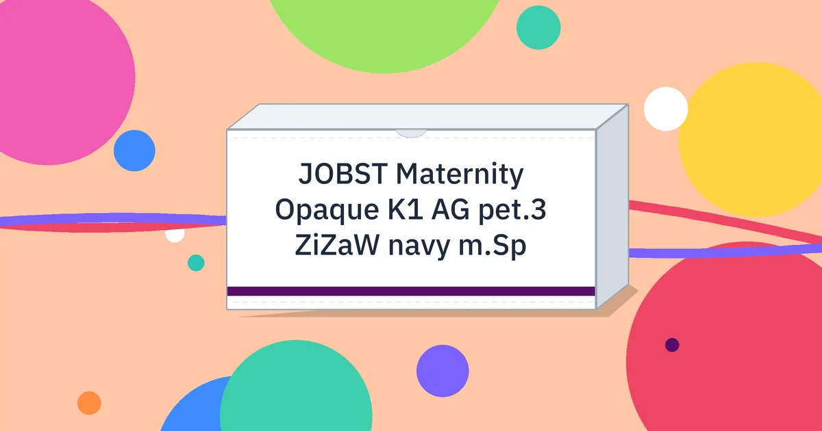 Symbolbild: Packung mit der Aufschrift JOBST Maternity Opaque K1 AG pet.3 ZiZaW navy m.Sp (PZN 15859811) – Verfügbarkeit und Bezug in Apotheken in Frankfurt am Main