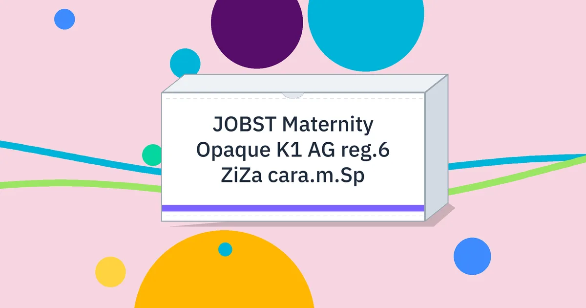 Symbolbild: Packung mit der Aufschrift JOBST Maternity Opaque K1 AG reg.6 ZiZa cara.m.Sp (PZN 15850023) – Verfügbarkeit und Bezug in Apotheken in Frankfurt am Main
