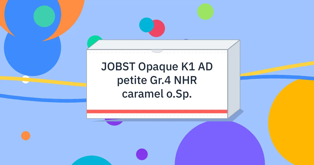 Symbolbild: Packung mit der Aufschrift JOBST Opaque K1 AD petite Gr.4 NHR caramel o.Sp. (PZN 13160231) – Verfügbarkeit und Bezug in Apotheken in Frankfurt am Main