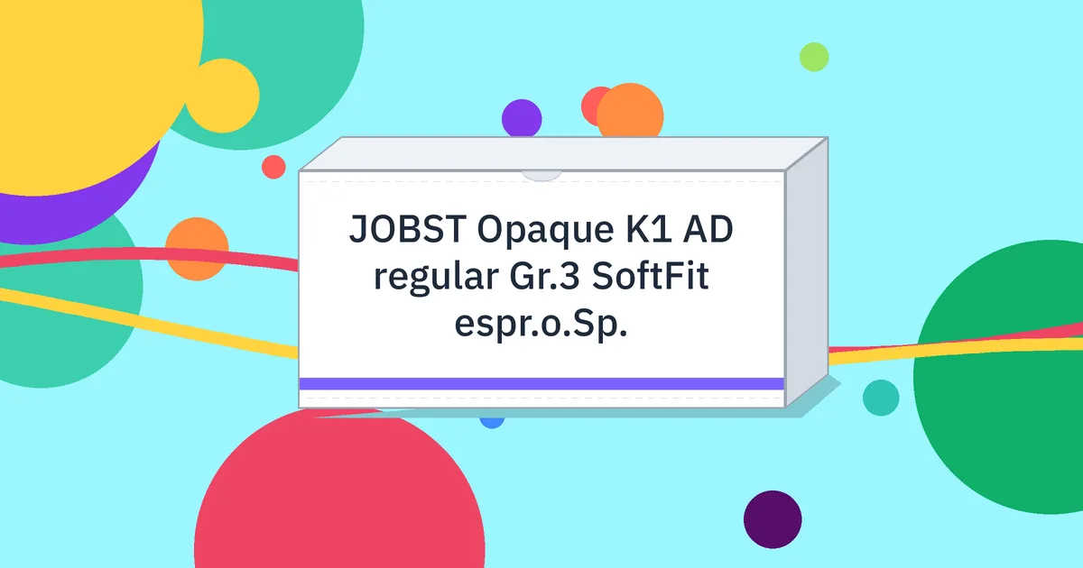 Symbolbild: Packung mit der Aufschrift JOBST Opaque K1 AD regular Gr.3 SoftFit espr.o.Sp. (PZN 16263368) – Verfügbarkeit und Bezug in Apotheken in Frankfurt am Main
