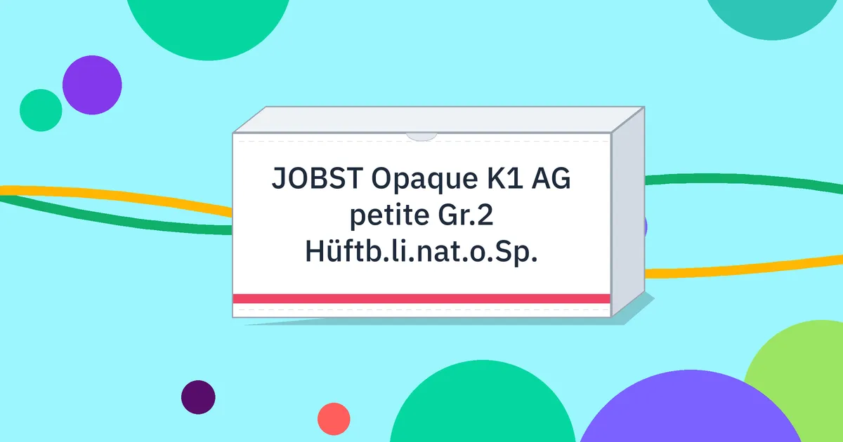 Symbolbild: Packung mit der Aufschrift JOBST Opaque K1 AG petite Gr.2 Hüftb.li.nat.o.Sp. (PZN 13098029) – Verfügbarkeit und Bezug in Apotheken in Frankfurt am Main