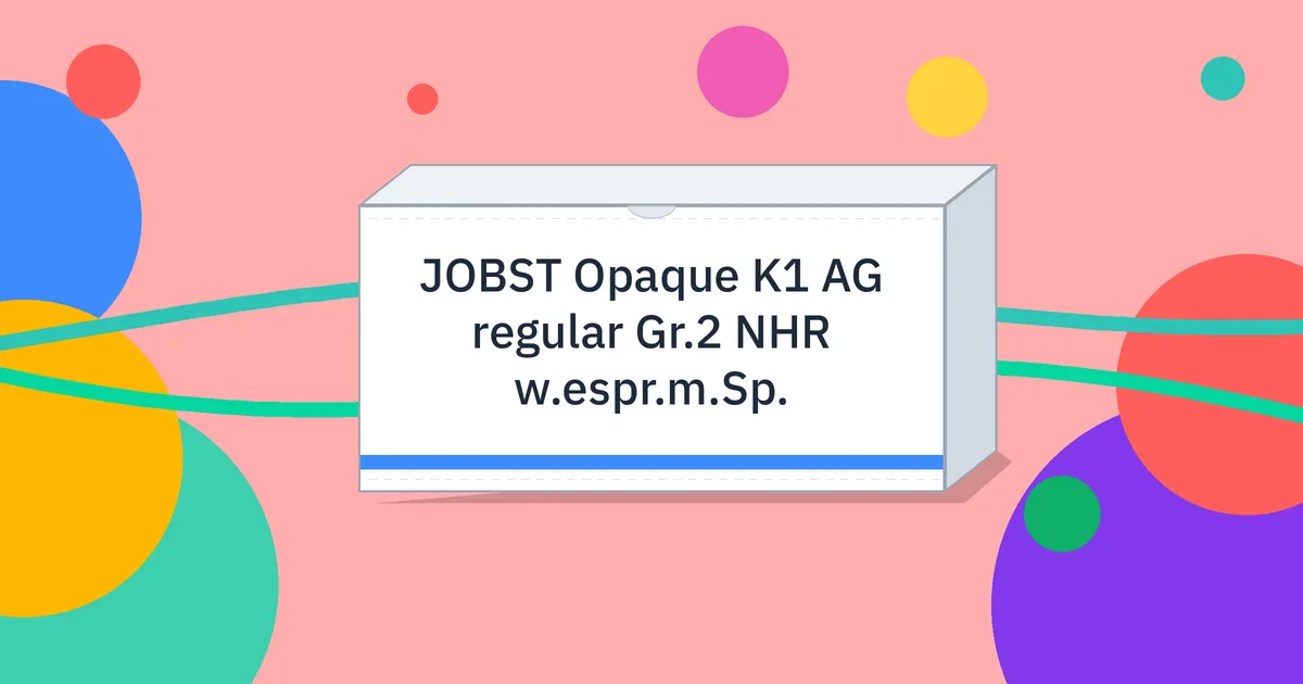 Symbolbild: Packung mit der Aufschrift JOBST Opaque K1 AG regular Gr.2 NHR w.espr.m.Sp. (PZN 16267455) – Verfügbarkeit und Bezug in Apotheken in Frankfurt am Main