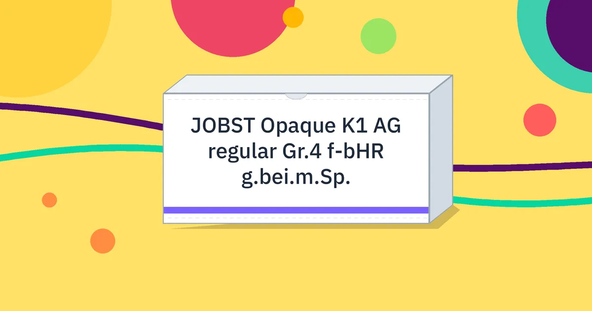 Symbolbild: Packung mit der Aufschrift JOBST Opaque K1 AG regular Gr.4 f-bHR g.bei.m.Sp. (PZN 16265249) – Verfügbarkeit und Bezug in Apotheken in Frankfurt am Main