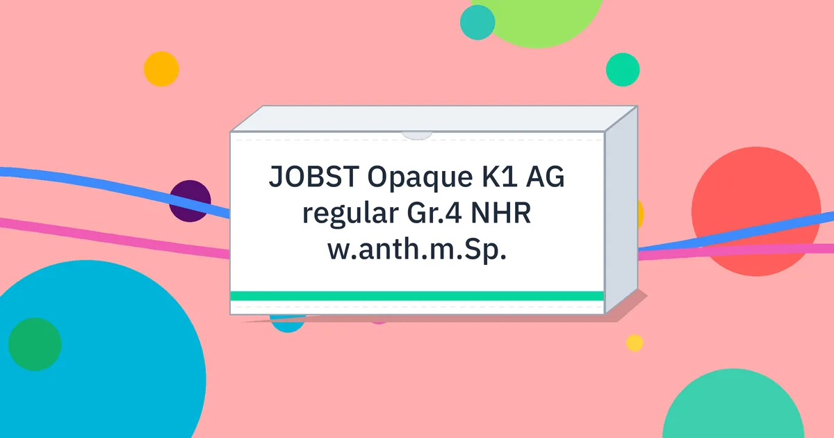 Symbolbild: Packung mit der Aufschrift JOBST Opaque K1 AG regular Gr.4 NHR w.anth.m.Sp. (PZN 16264824) – Verfügbarkeit und Bezug in Apotheken in Frankfurt am Main