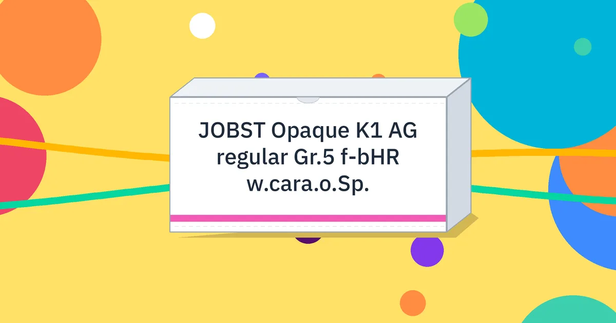 Symbolbild: Packung mit der Aufschrift JOBST Opaque K1 AG regular Gr.5 f-bHR w.cara.o.Sp. (PZN 13160544) – Verfügbarkeit und Bezug in Apotheken in Frankfurt am Main
