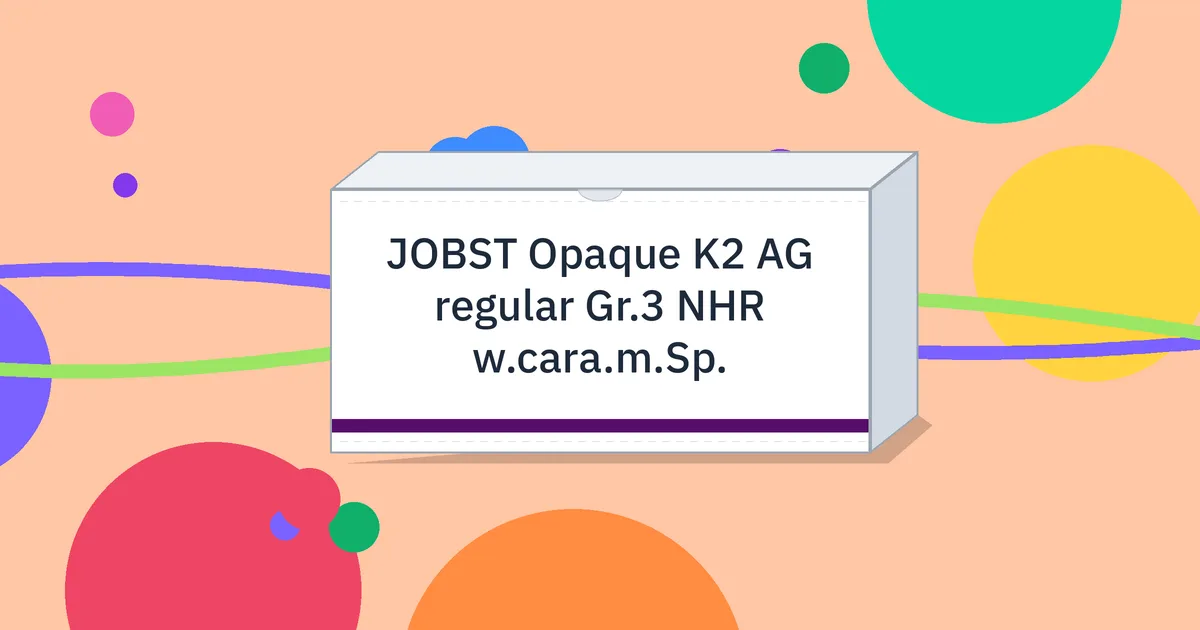 Symbolbild: Packung mit der Aufschrift JOBST Opaque K2 AG regular Gr.3 NHR w.cara.m.Sp. (PZN 11253715) – Verfügbarkeit und Bezug in Apotheken in Frankfurt am Main