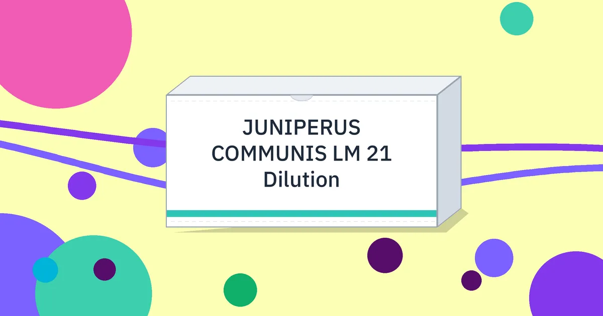 Symbolbild: Packung mit der Aufschrift JUNIPERUS COMMUNIS LM 21 Dilution (PZN 13564738) – Verfügbarkeit und Bezug in Apotheken in Frankfurt am Main