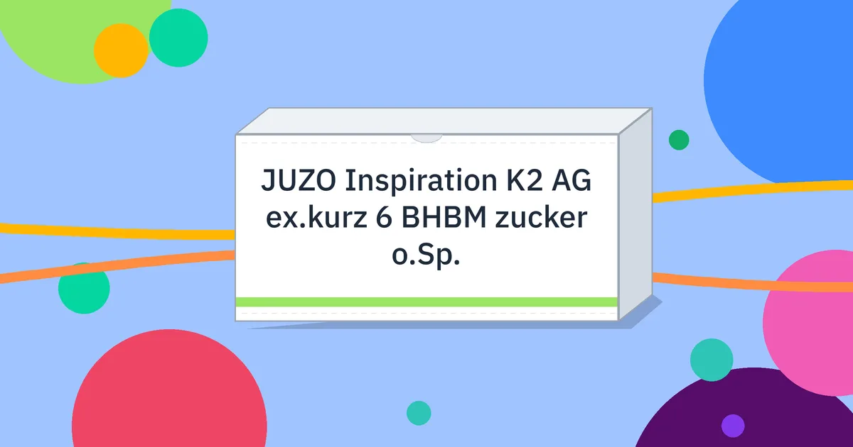 Symbolbild: Packung mit der Aufschrift JUZO Inspiration K2 AG ex.kurz 6 BHBM zucker o.Sp. (PZN 14877787) – Verfügbarkeit und Bezug in Apotheken in Frankfurt am Main