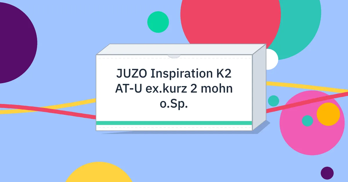 Symbolbild: Packung mit der Aufschrift JUZO Inspiration K2 AT-U ex.kurz 2 mohn o.Sp. (PZN 14929886) – Verfügbarkeit und Bezug in Apotheken in Frankfurt am Main