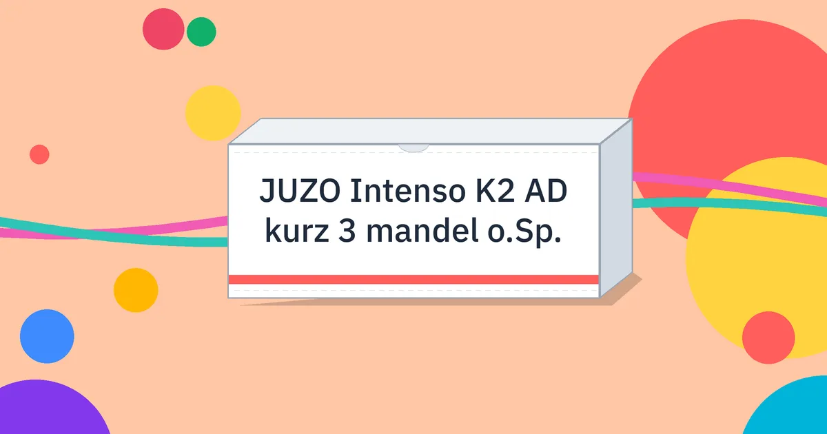 Symbolbild: Packung mit der Aufschrift JUZO Intenso K2 AD kurz 3 mandel o.Sp. (PZN 18618172) – Verfügbarkeit und Bezug in Apotheken in Frankfurt am Main