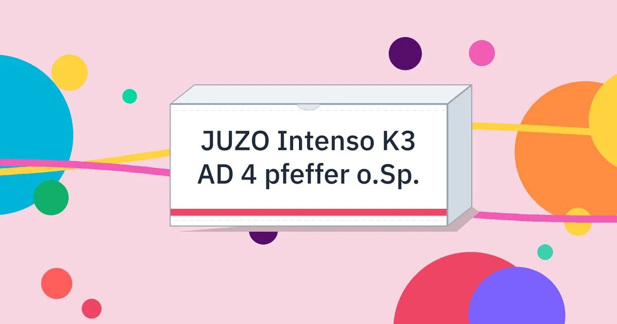 Symbolbild: Packung mit der Aufschrift JUZO Intenso K3 AD 4 pfeffer o.Sp. (PZN 18637790) – Verfügbarkeit und Bezug in Apotheken in Frankfurt am Main