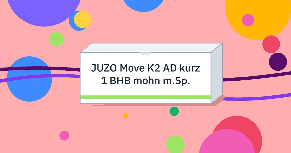 Symbolbild: Packung mit der Aufschrift JUZO Move K2 AD kurz 1 BHB mohn m.Sp. (PZN 18540665) – Verfügbarkeit und Bezug in Apotheken in Frankfurt am Main