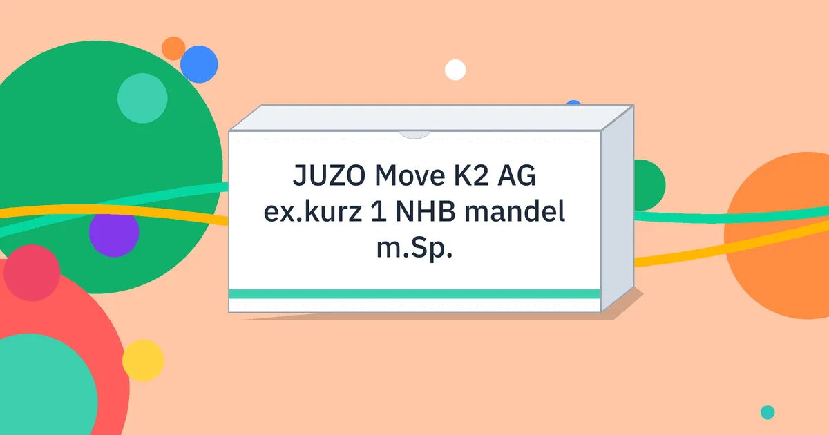 Symbolbild: Packung mit der Aufschrift JUZO Move K2 AG ex.kurz 1 NHB mandel m.Sp. (PZN 16637308) – Verfügbarkeit und Bezug in Apotheken in Frankfurt am Main