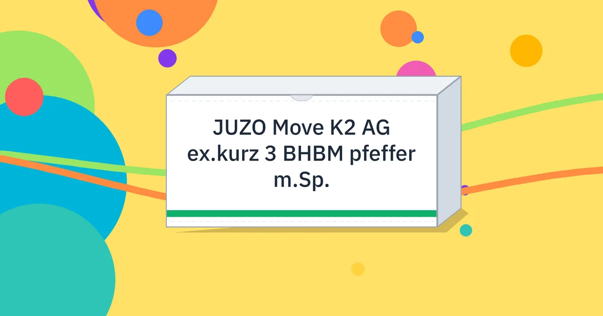 Symbolbild: Packung mit der Aufschrift JUZO Move K2 AG ex.kurz 3 BHBM pfeffer m.Sp. (PZN 16647850) – Verfügbarkeit und Bezug in Apotheken in Frankfurt am Main