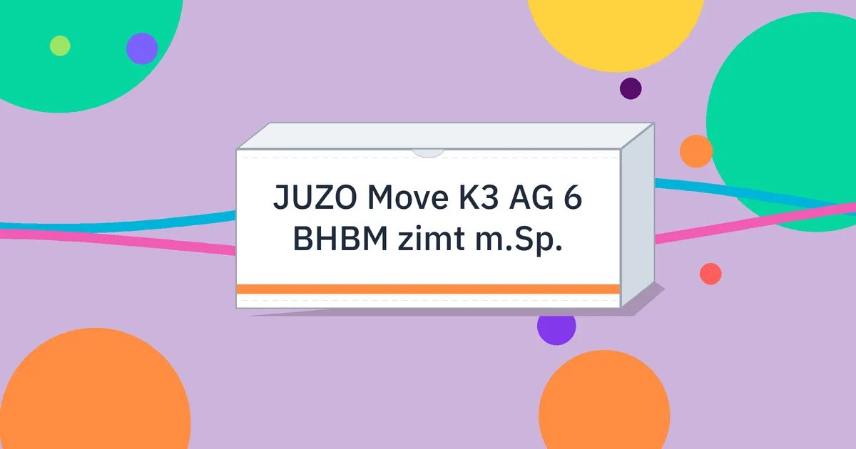 Symbolbild: Packung mit der Aufschrift JUZO Move K3 AG 6 BHBM zimt m.Sp. (PZN 18576114) – Verfügbarkeit und Bezug in Apotheken in Frankfurt am Main