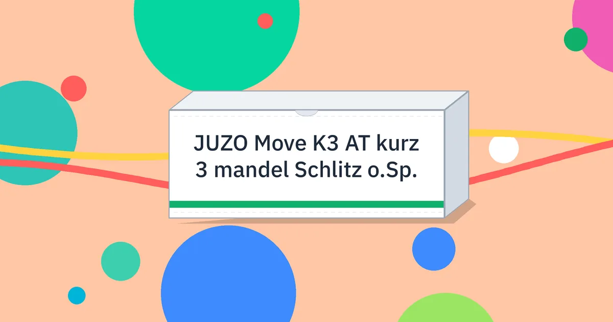 Symbolbild: Packung mit der Aufschrift JUZO Move K3 AT kurz 3 mandel Schlitz o.Sp. (PZN 20685833) – Verfügbarkeit und Bezug in Apotheken in Frankfurt am Main