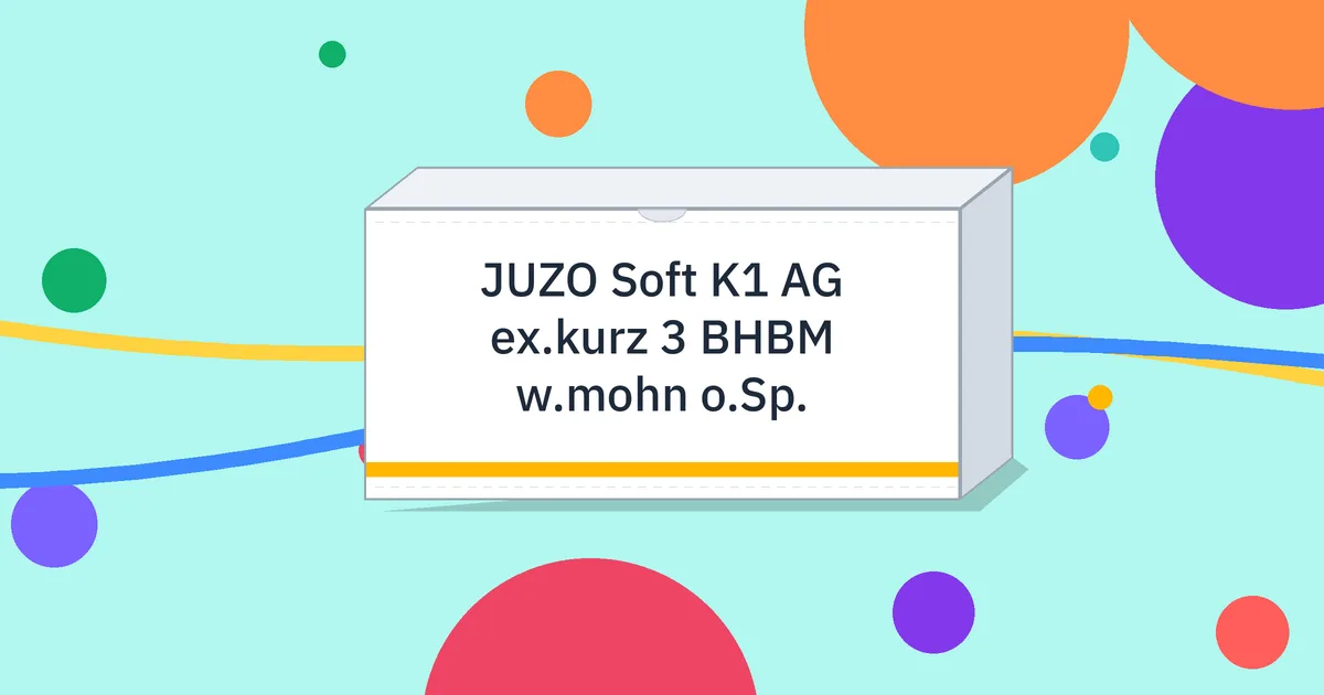 Symbolbild: Packung mit der Aufschrift JUZO Soft K1 AG ex.kurz 3 BHBM w.mohn o.Sp. (PZN 14866453) – Verfügbarkeit und Bezug in Apotheken in Frankfurt am Main