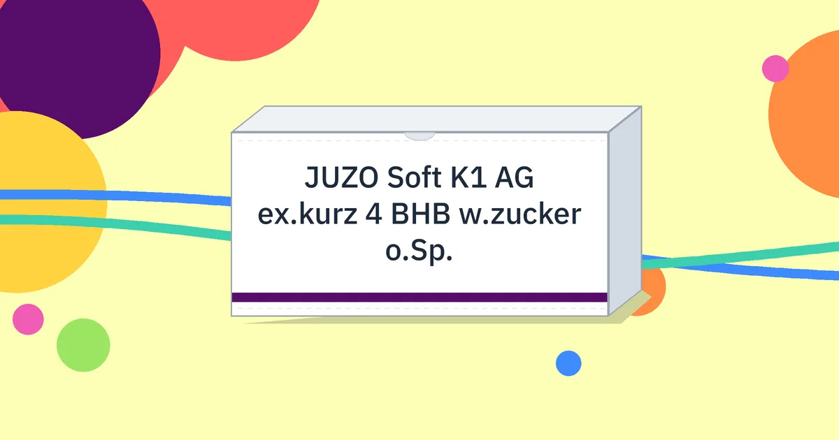 Symbolbild: Packung mit der Aufschrift JUZO Soft K1 AG ex.kurz 4 BHB w.zucker o.Sp. (PZN 14839835) – Verfügbarkeit und Bezug in Apotheken in Frankfurt am Main