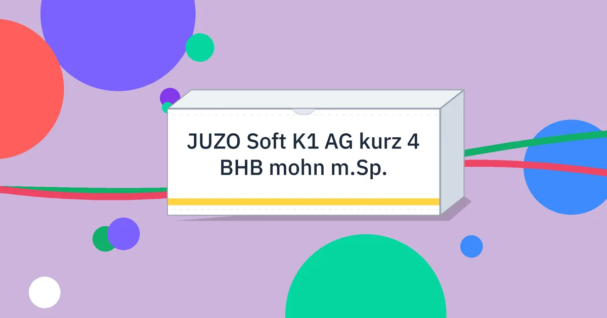 Symbolbild: Packung mit der Aufschrift JUZO Soft K1 AG kurz 4 BHB mohn m.Sp. (PZN 14822467) – Verfügbarkeit und Bezug in Apotheken in Frankfurt am Main