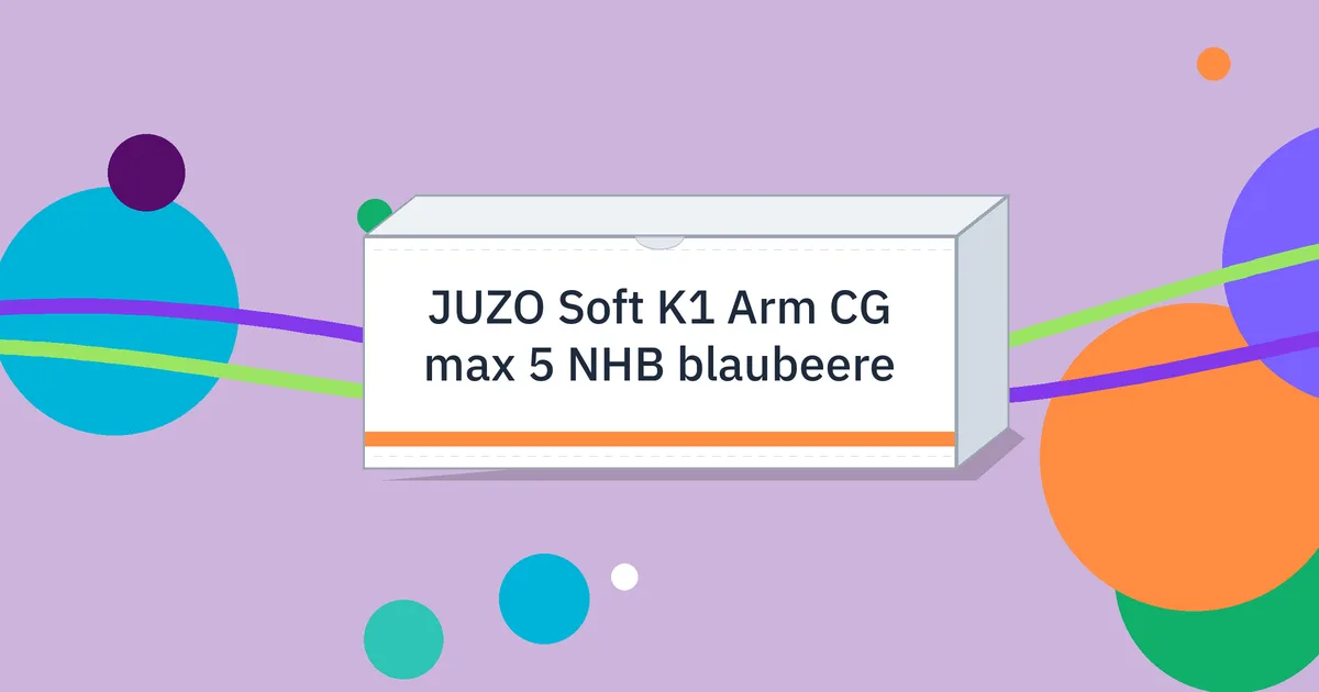 Symbolbild: Packung mit der Aufschrift JUZO Soft K1 Arm CG max 5 NHB blaubeere (PZN 15509057) – Verfügbarkeit und Bezug in Apotheken in Frankfurt am Main