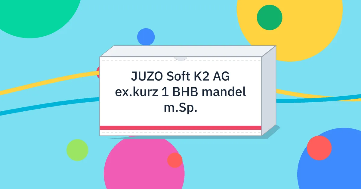 Symbolbild: Packung mit der Aufschrift JUZO Soft K2 AG ex.kurz 1 BHB mandel m.Sp. (PZN 14827654) – Verfügbarkeit und Bezug in Apotheken in Frankfurt am Main