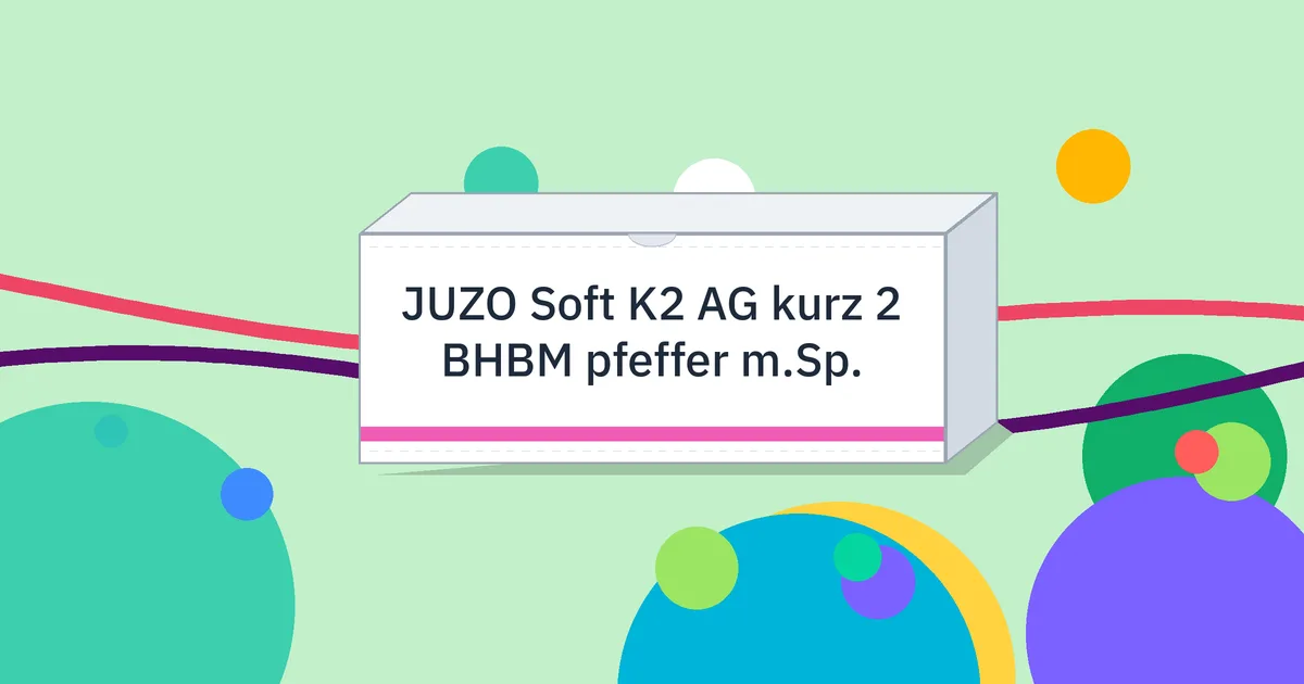 Symbolbild: Packung mit der Aufschrift JUZO Soft K2 AG kurz 2 BHBM pfeffer m.Sp. (PZN 14859393) – Verfügbarkeit und Bezug in Apotheken in Frankfurt am Main