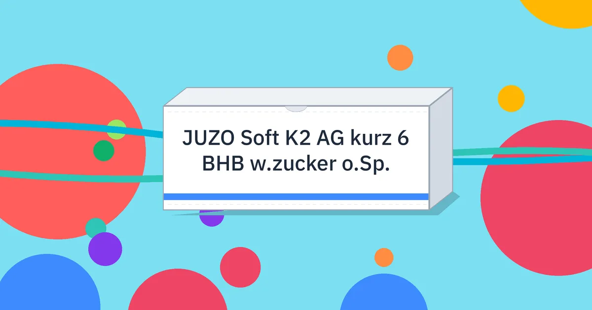 Symbolbild: Packung mit der Aufschrift JUZO Soft K2 AG kurz 6 BHB w.zucker o.Sp. (PZN 14842493) – Verfügbarkeit und Bezug in Apotheken in Frankfurt am Main
