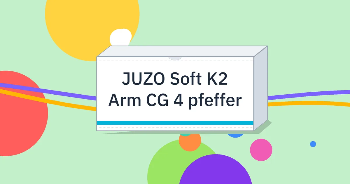 Symbolbild: Packung mit der Aufschrift JUZO Soft K2 Arm CG 4 pfeffer (PZN 15511930) – Verfügbarkeit und Bezug in Apotheken in Frankfurt am Main