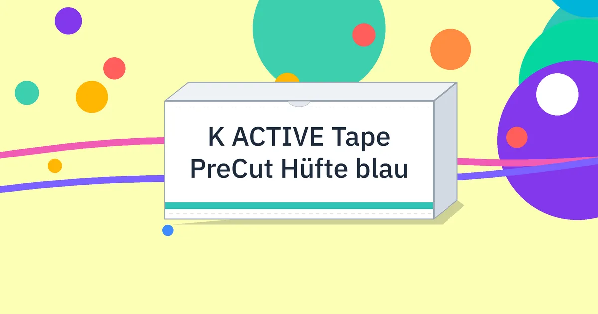 Symbolbild: Packung mit der Aufschrift K ACTIVE Tape PreCut Hüfte blau (PZN 06936464) – Verfügbarkeit und Bezug in Apotheken in Frankfurt am Main