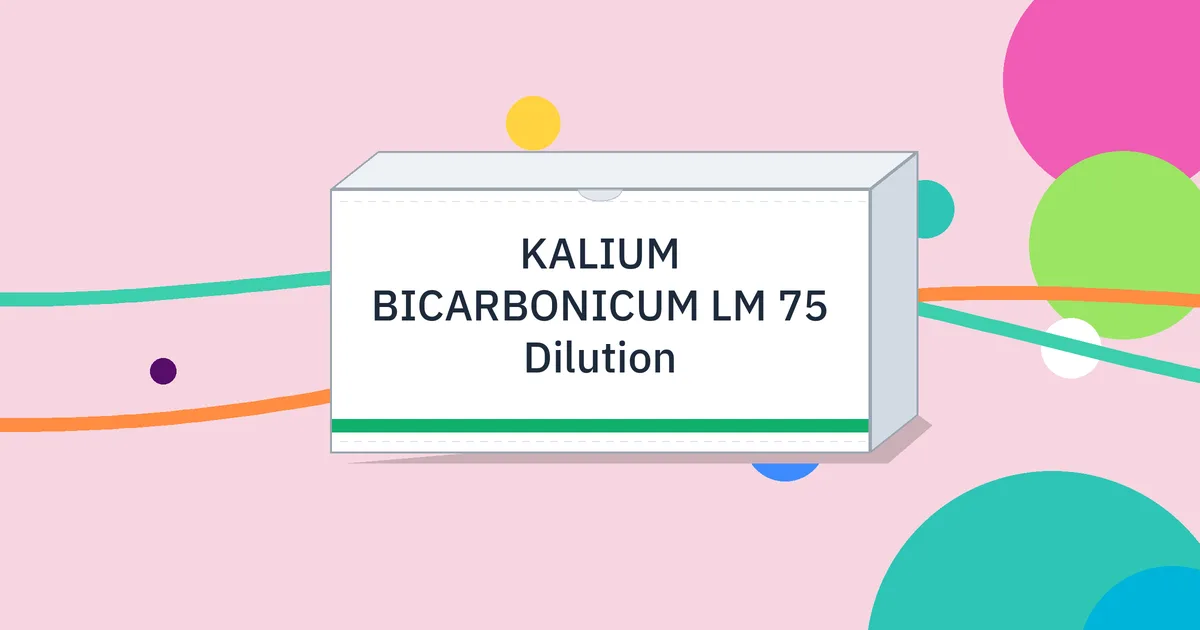 Symbolbild: Packung mit der Aufschrift KALIUM BICARBONICUM LM 75 Dilution (PZN 13783713) – Verfügbarkeit und Bezug in Apotheken in Frankfurt am Main