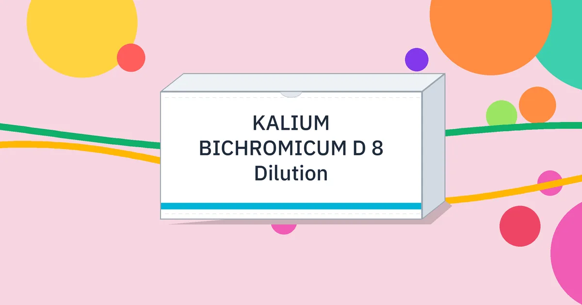 Symbolbild: Packung mit der Aufschrift KALIUM BICHROMICUM D 8 Dilution (PZN 00561081) – Verfügbarkeit und Bezug in Apotheken in Frankfurt am Main