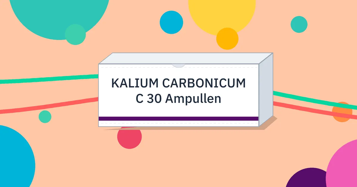 Symbolbild: Packung mit der Aufschrift KALIUM CARBONICUM C 30 Ampullen (PZN 11706677) – Verfügbarkeit und Bezug in Apotheken in Frankfurt am Main