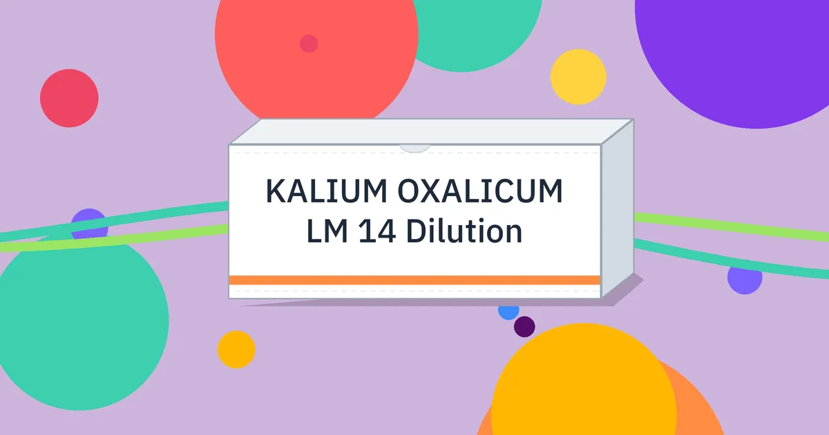Symbolbild: Packung mit der Aufschrift KALIUM OXALICUM LM 14 Dilution (PZN 12923678) – Verfügbarkeit und Bezug in Apotheken in Frankfurt am Main