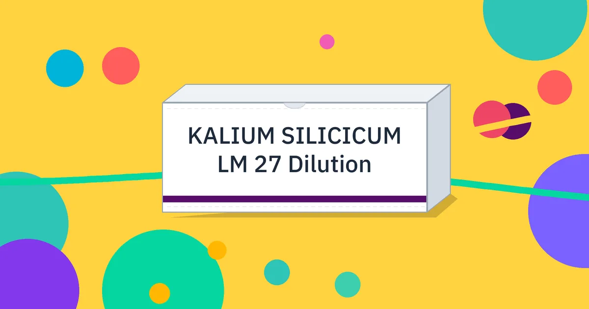 Symbolbild: Packung mit der Aufschrift KALIUM SILICICUM LM 27 Dilution (PZN 12926062) – Verfügbarkeit und Bezug in Apotheken in Frankfurt am Main