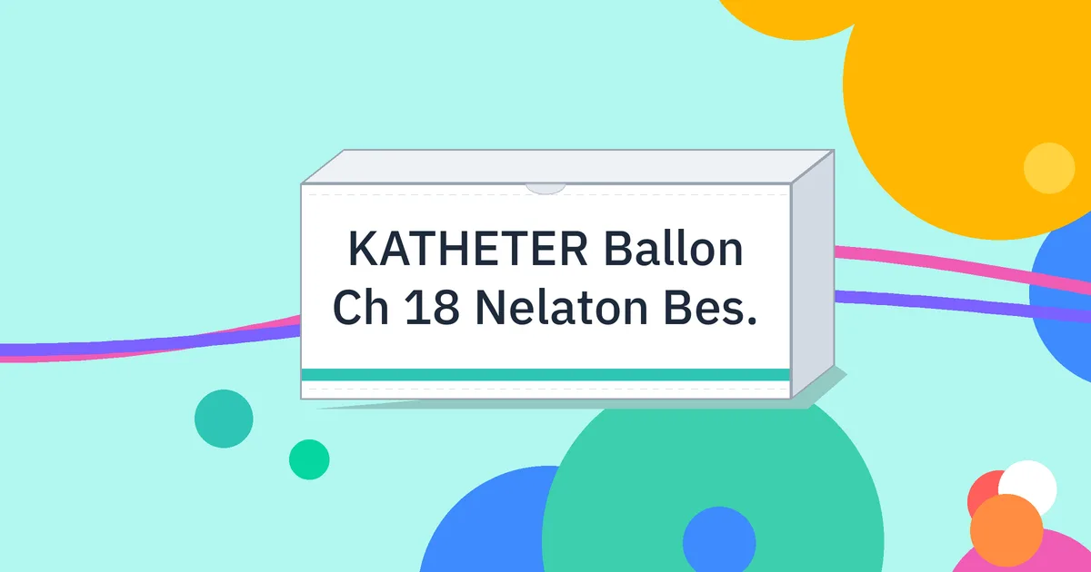 Symbolbild: Packung mit der Aufschrift KATHETER Ballon Ch 18 Nelaton Bes. (PZN 02441257) – Verfügbarkeit und Bezug in Apotheken in Frankfurt am Main