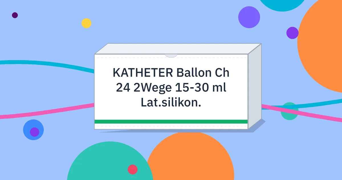Symbolbild: Packung mit der Aufschrift KATHETER Ballon Ch 24 2Wege 15-30 ml Lat.silikon. (PZN 06865480) – Verfügbarkeit und Bezug in Apotheken in Frankfurt am Main