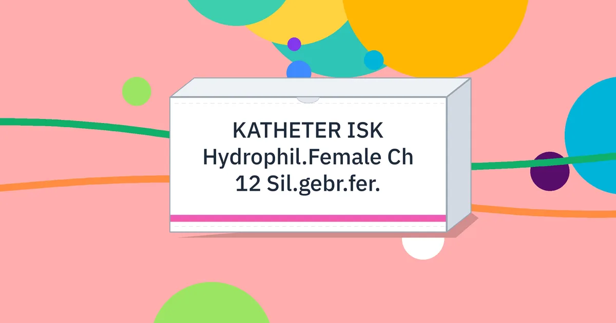 Symbolbild: Packung mit der Aufschrift KATHETER ISK Hydrophil.Female Ch 12 Sil.gebr.fer. (PZN 07613852) – Verfügbarkeit und Bezug in Apotheken in Frankfurt am Main