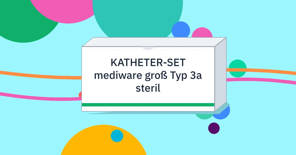 Symbolbild: Packung mit der Aufschrift KATHETER-SET mediware groß Typ 3a steril (PZN 04673612) – Verfügbarkeit und Bezug in Apotheken in Frankfurt am Main