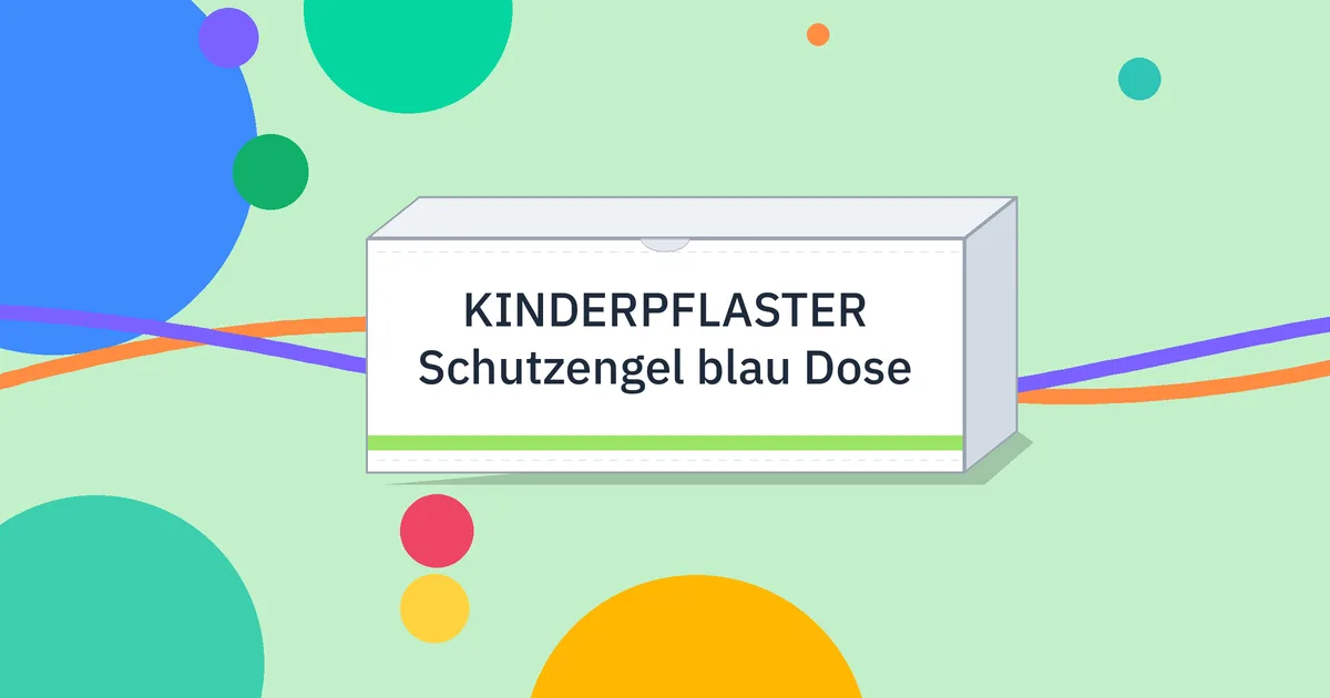 Symbolbild: Packung mit der Aufschrift KINDERPFLASTER Schutzengel blau Dose (PZN 10059017) – Verfügbarkeit und Bezug in Apotheken in Frankfurt am Main