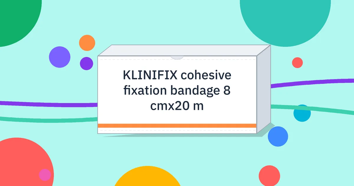 Symbolbild: Packung mit der Aufschrift KLINIFIX cohesive fixation bandage 8 cmx20 m (PZN 13247015) – Verfügbarkeit und Bezug in Apotheken in Frankfurt am Main