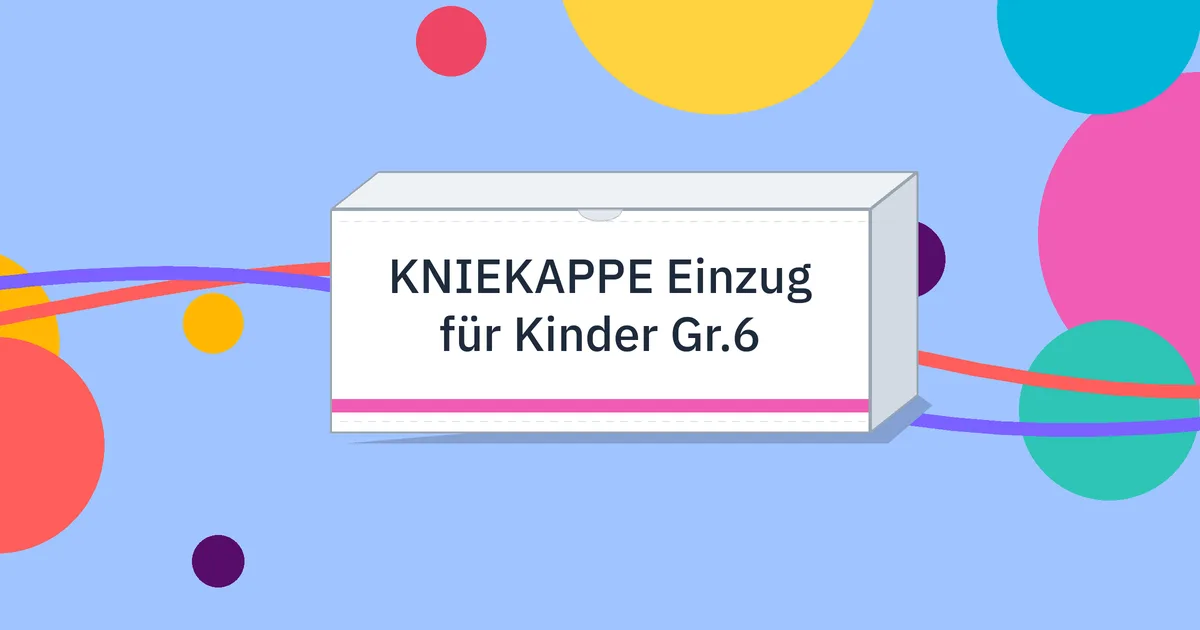 Symbolbild: Packung mit der Aufschrift KNIEKAPPE Einzug für Kinder Gr.6 (PZN 01738653) – Verfügbarkeit und Bezug in Apotheken in Frankfurt am Main