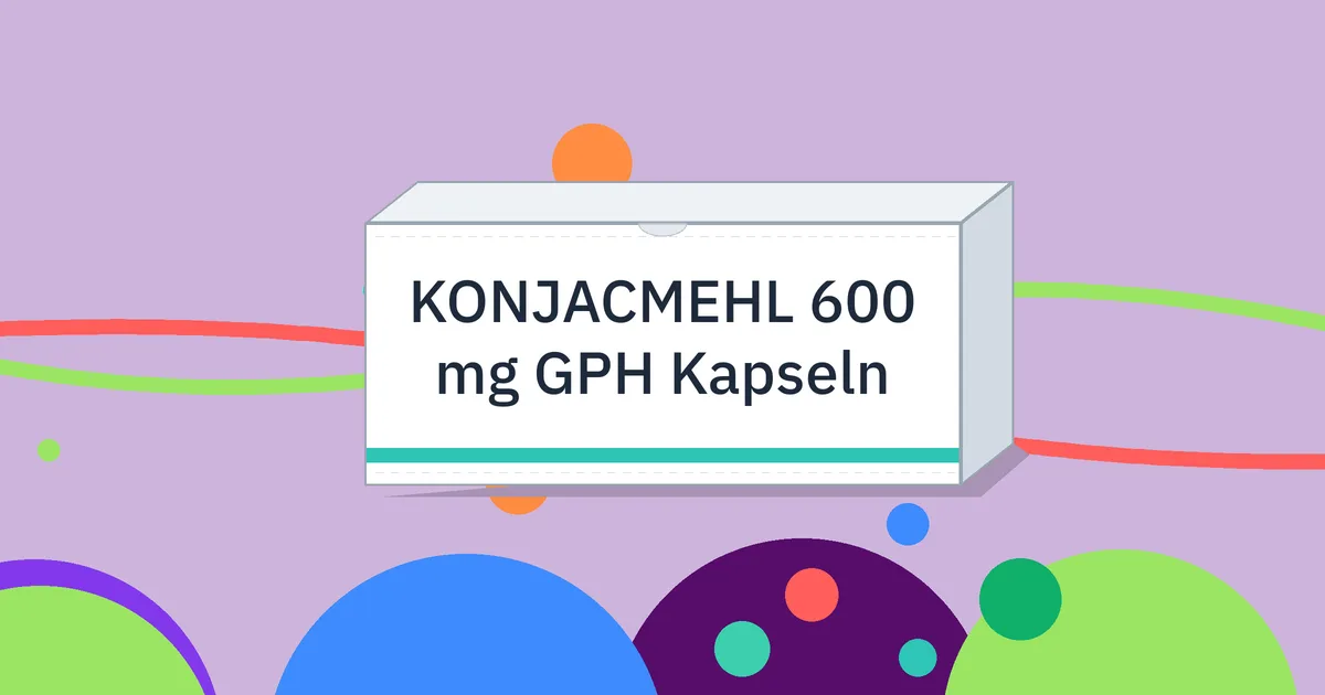 Symbolbild: Packung mit der Aufschrift KONJACMEHL 600 mg GPH Kapseln (PZN 09918308) – Verfügbarkeit und Bezug in Apotheken in Frankfurt am Main