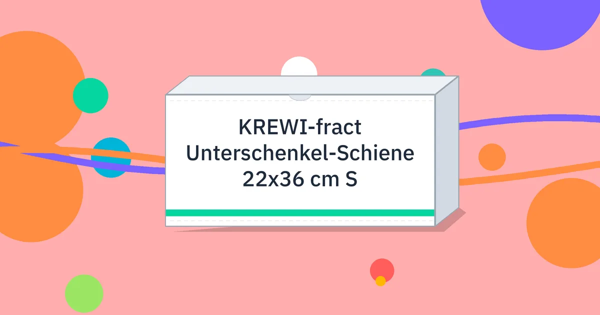 Symbolbild: Packung mit der Aufschrift KREWI-fract Unterschenkel-Schiene 22x36 cm S (PZN 17300901) – Verfügbarkeit und Bezug in Apotheken in Frankfurt am Main