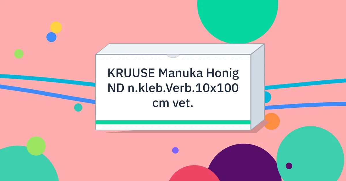 Symbolbild: Packung mit der Aufschrift KRUUSE Manuka Honig ND n.kleb.Verb.10x100 cm vet. (PZN 18443956) – Verfügbarkeit und Bezug in Apotheken in Frankfurt am Main