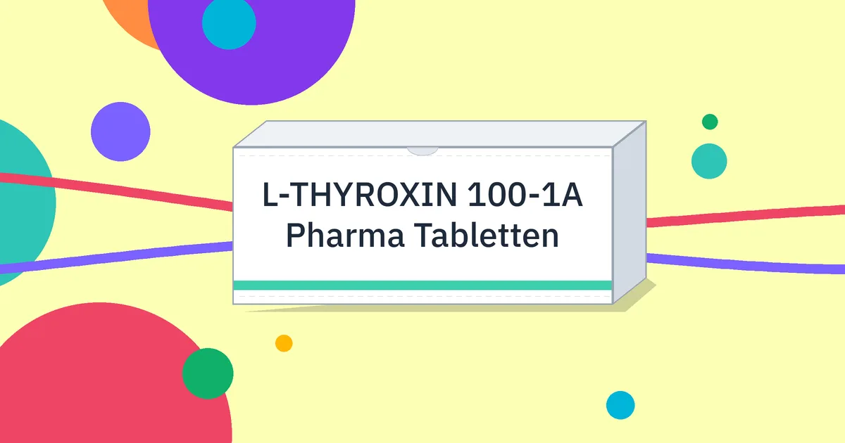 Symbolbild: Packung mit der Aufschrift L-THYROXIN 100-1A Pharma Tabletten (PZN 06488787) – Verfügbarkeit und Bezug in Apotheken in Frankfurt am Main