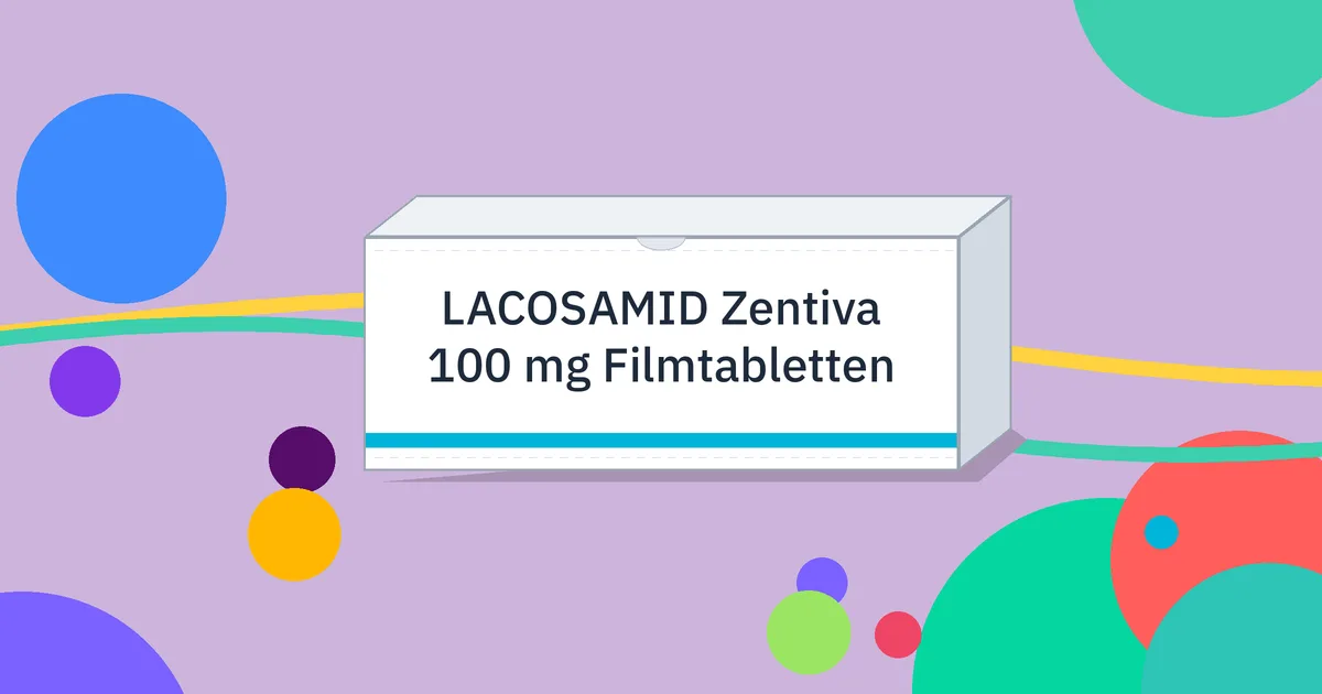 Symbolbild: Packung mit der Aufschrift LACOSAMID Zentiva 100 mg Filmtabletten (PZN 17593576) – Verfügbarkeit und Bezug in Apotheken in Frankfurt am Main