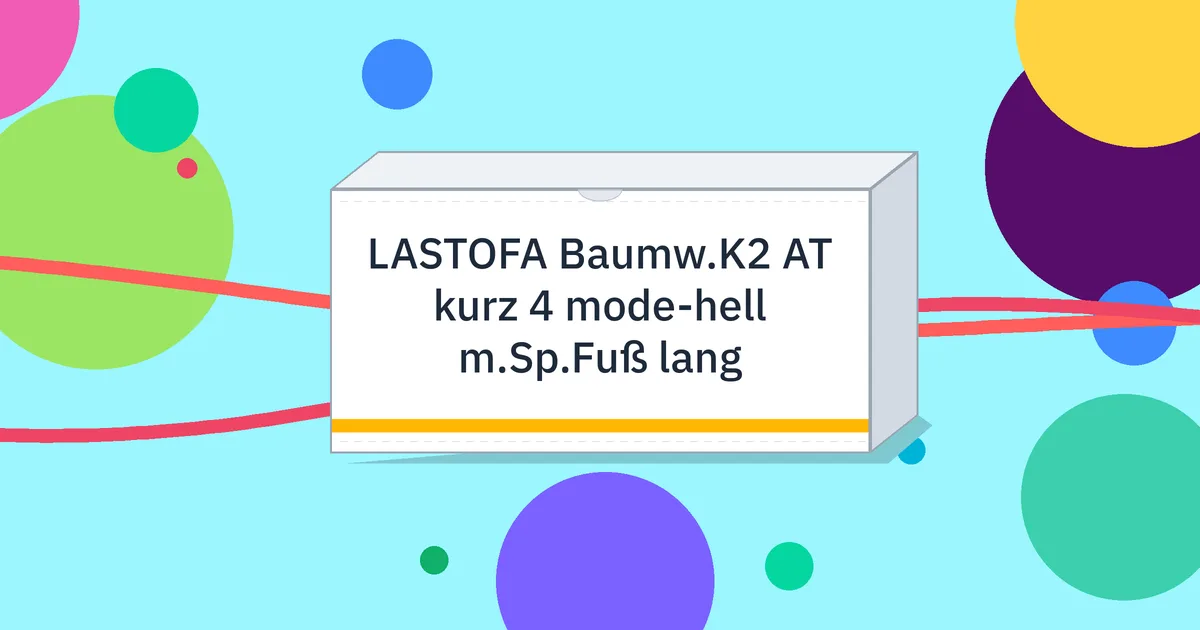 Symbolbild: Packung mit der Aufschrift LASTOFA Baumw.K2 AT kurz 4 mode-hell m.Sp.Fuß lang (PZN 01951329) – Verfügbarkeit und Bezug in Apotheken in Frankfurt am Main
