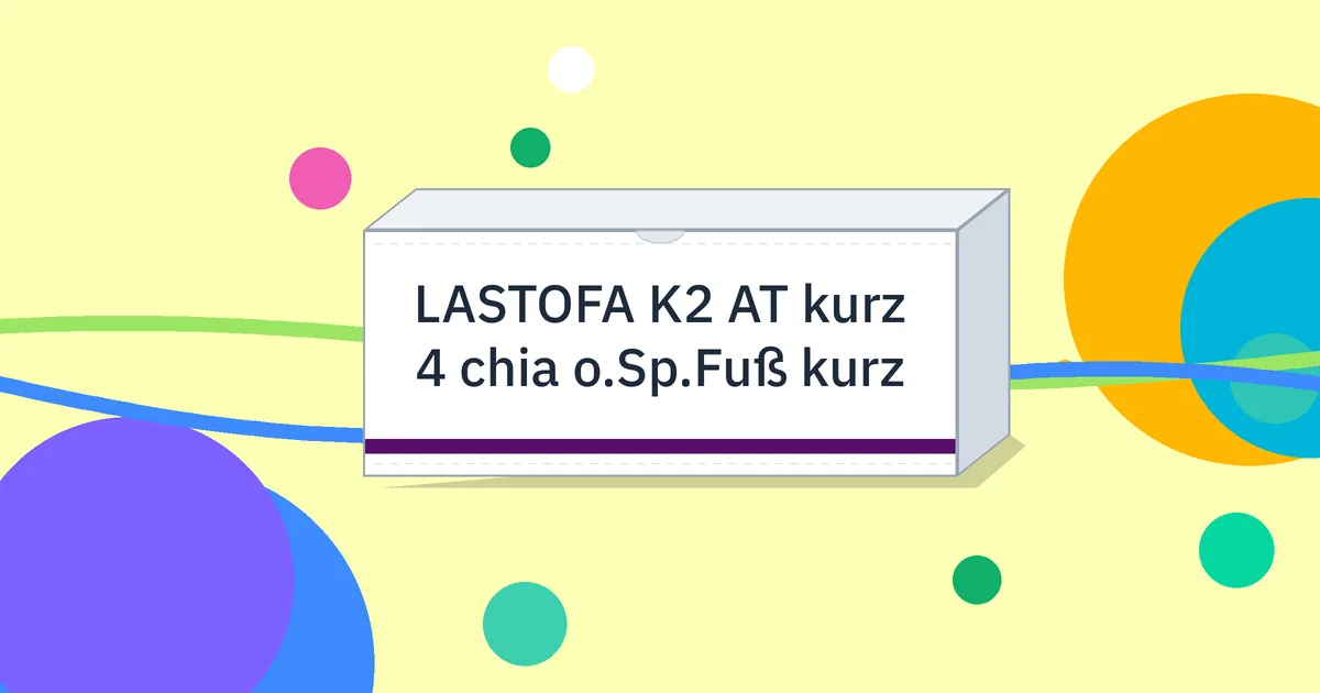 Symbolbild: Packung mit der Aufschrift LASTOFA K2 AT kurz 4 chia o.Sp.Fuß kurz (PZN 13809298) – Verfügbarkeit und Bezug in Apotheken in Frankfurt am Main